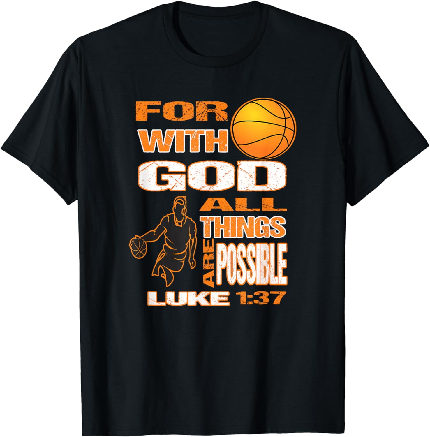 Basketball Christian Luke 1:37 Bible Verse T-shirt - Walmart.com