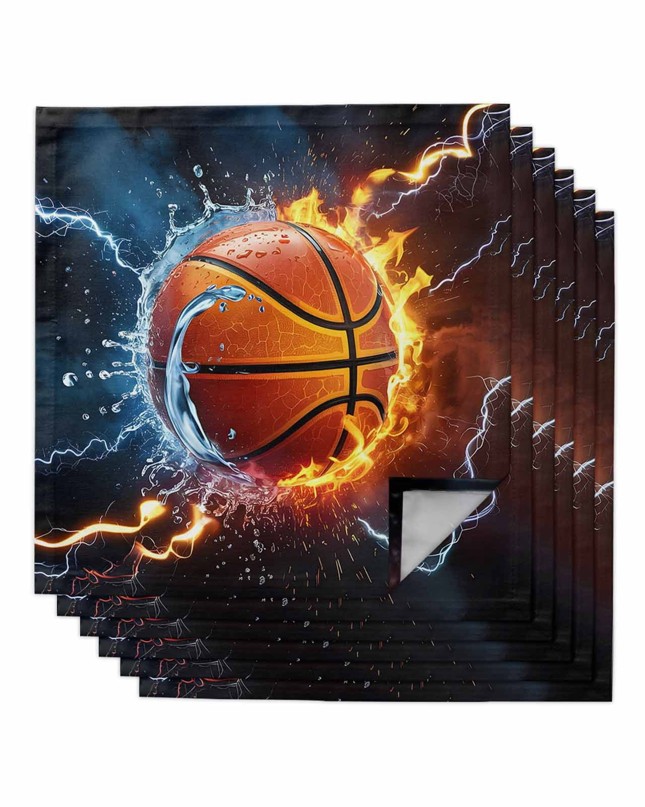 Basketball Cloth Napkins Set of 6 Reusable Dinner Napkins, Splashing ...