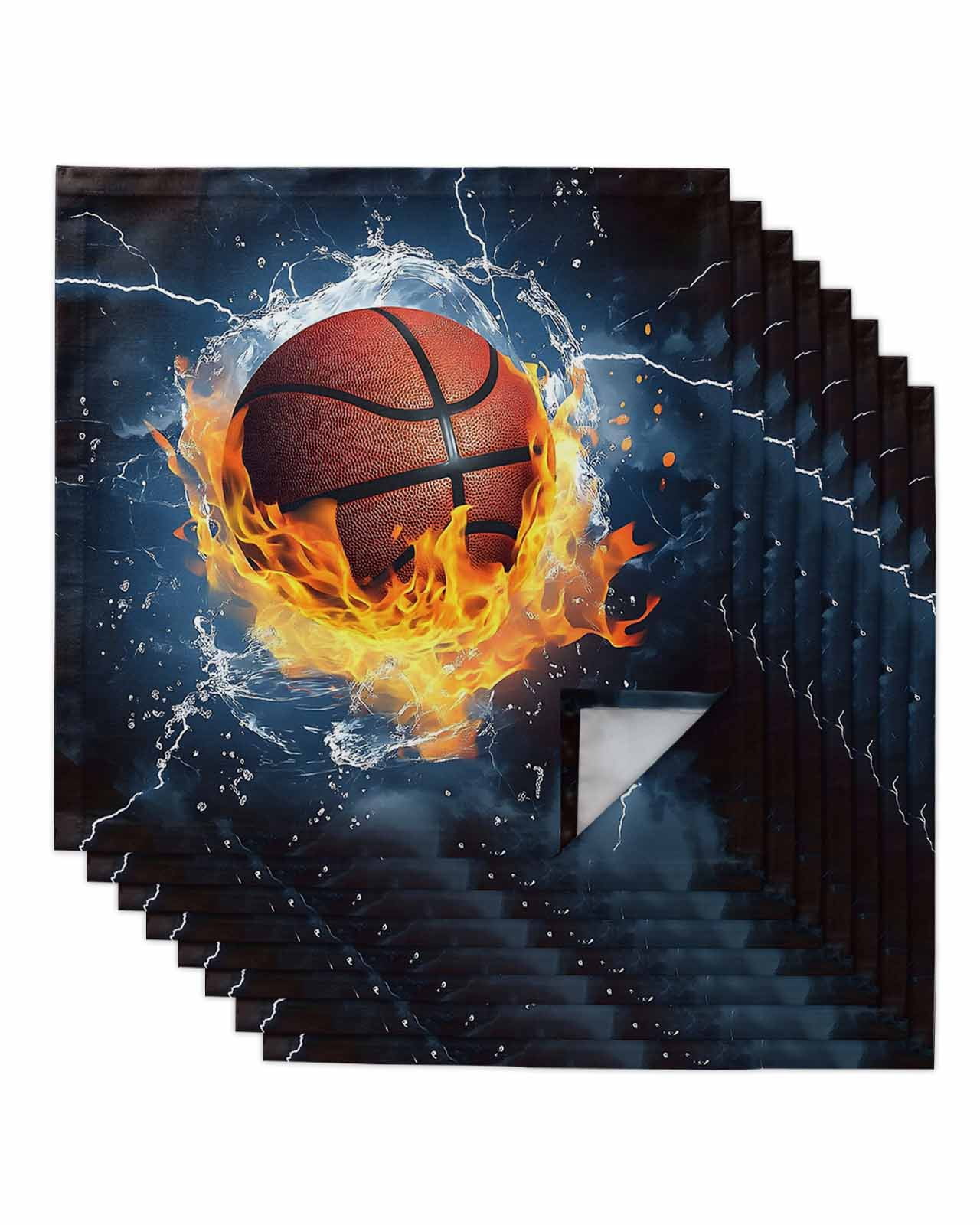 Basketball Cloth Napkins Set of 8 Reusable Dinner Napkins, Blue Red ...