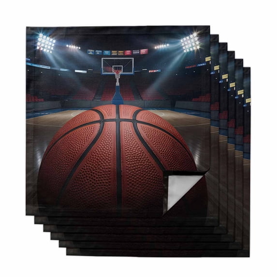 Basketball Cloth Napkins, Sports Theme Stadium Field Lights Ball ...