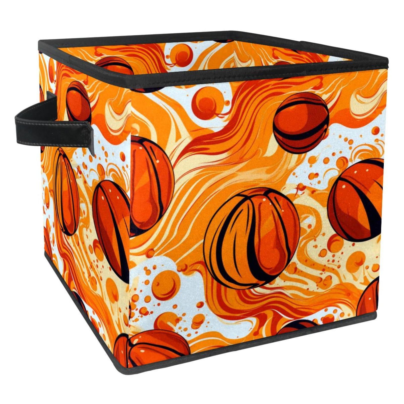 Basketball Collapsible Storage Cubes, Cube Organizer Bins with Handle ...