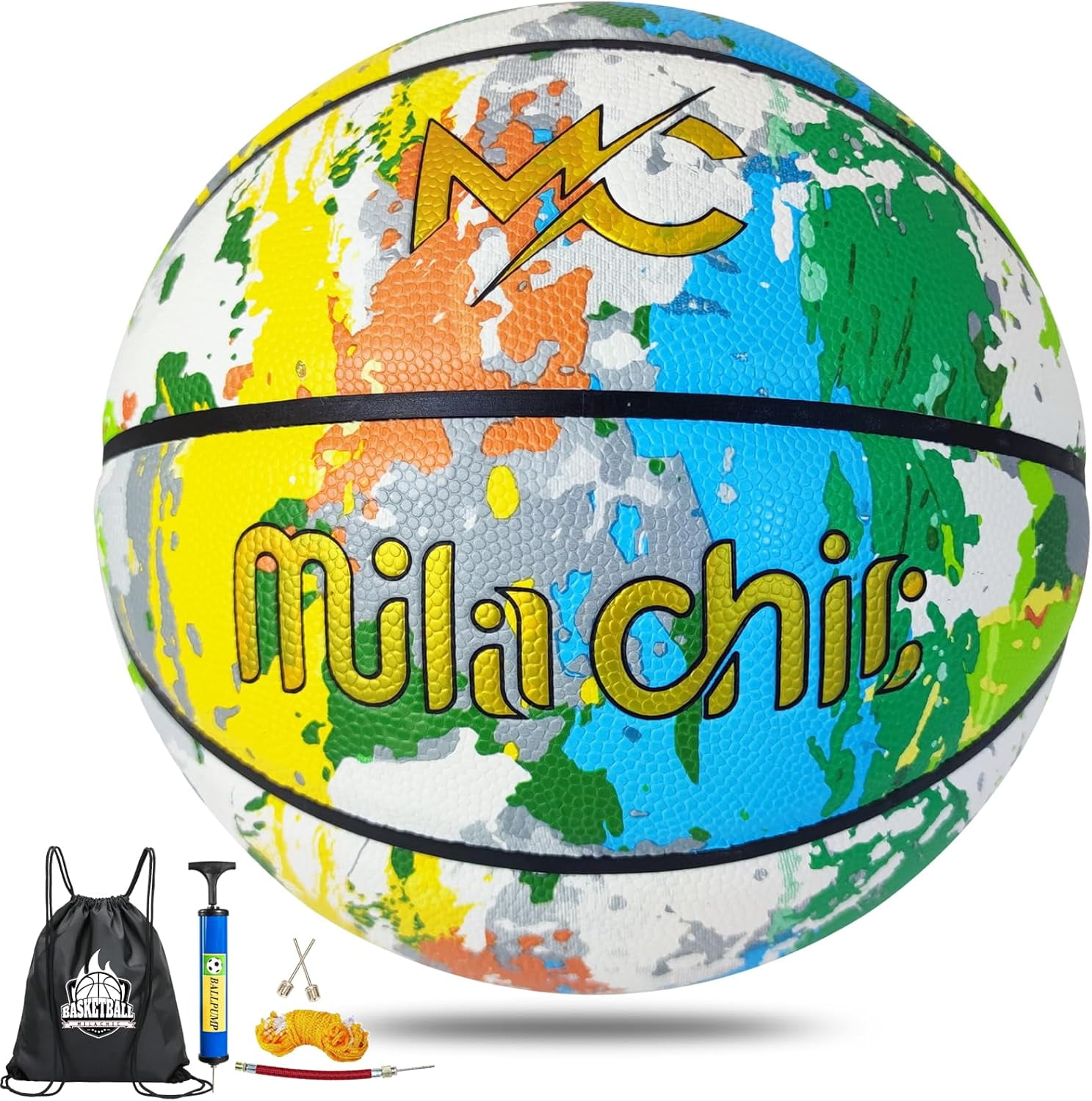 Basketball - Colorful Composite Leather Basketball - Indoor Outdoor ...