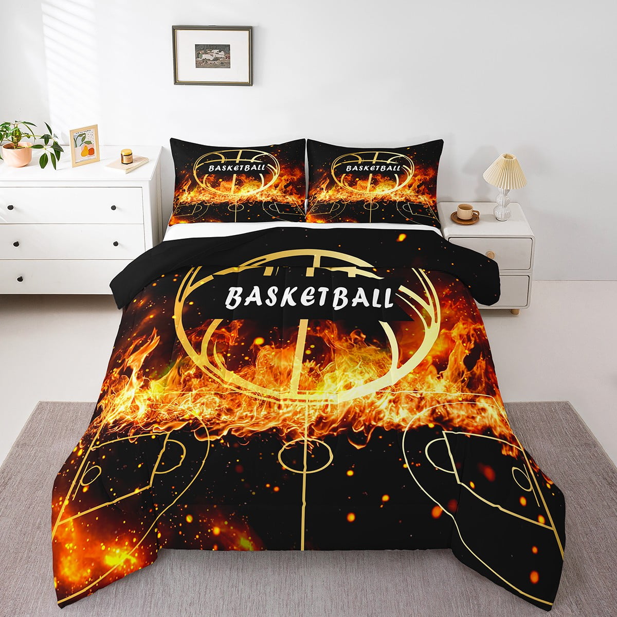Basketball Comforter Set King Size Sports Bedding Sets for Boys Kids ...