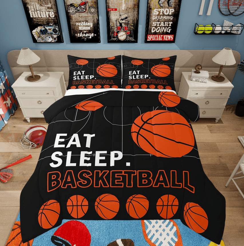 Basketball Comforter Set Queen Size Sports Bedding Sets Basketball Ball ...