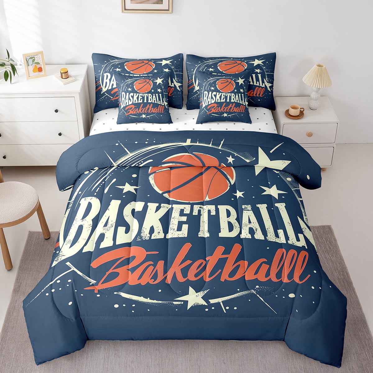 Basketball Comforter Set with Sheets 7 Piece Sports Bed in a Bag Teen ...