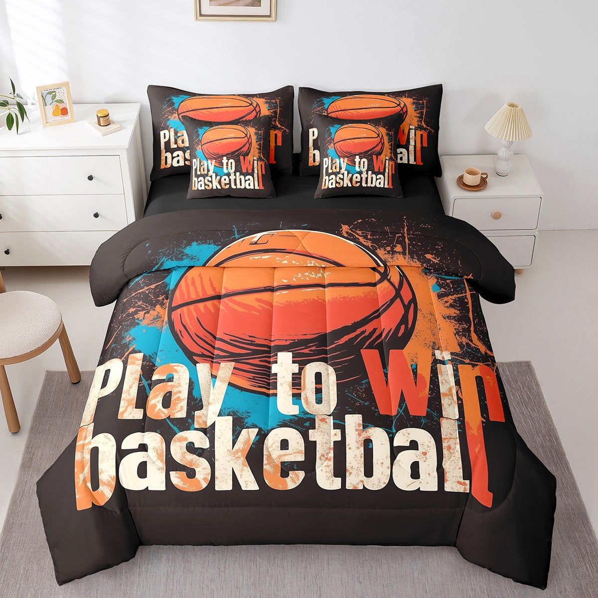 Basketball Comforter Set with Sheets Full Size Sports Bed in a Bag 7 ...