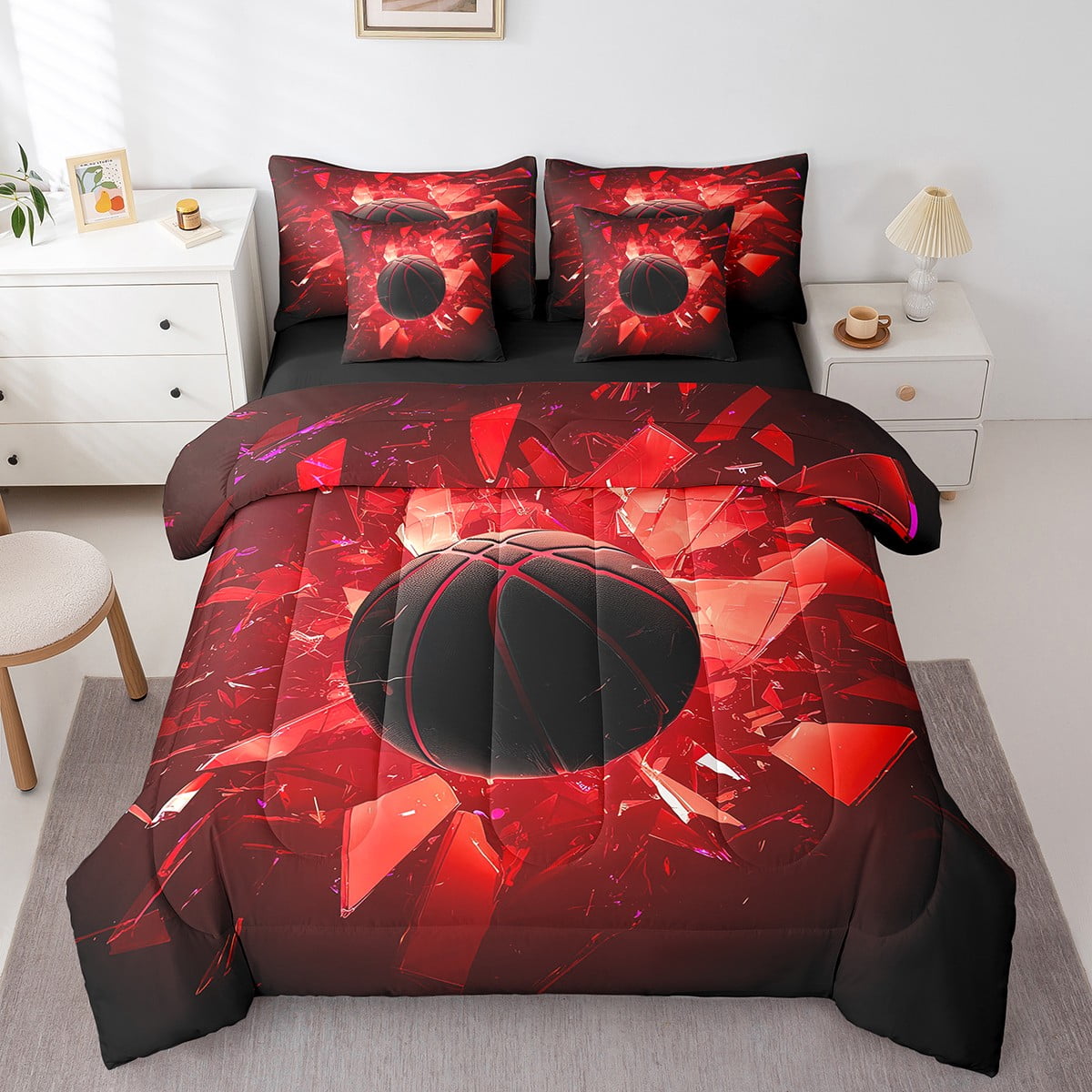 Basketball Comforter Set Twin Size with Sheets -7 Pieces Bed in a Bag ...