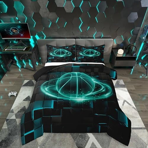 Basketball Comforter Sets King Size for Kids Teens Adults,Neon ...