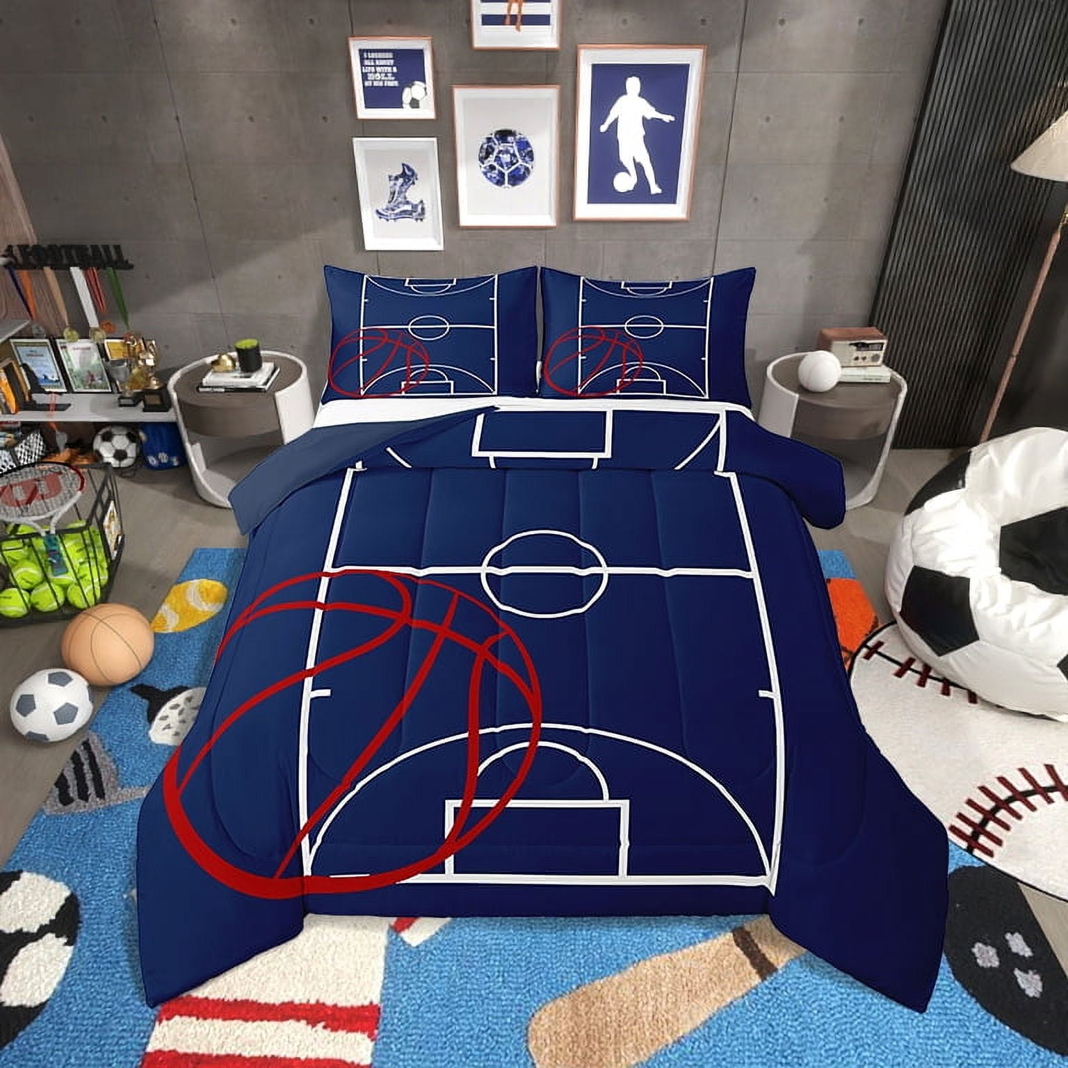 Basketball Comforter Set Full Size Sports Themed Bedding Sets Teens ...