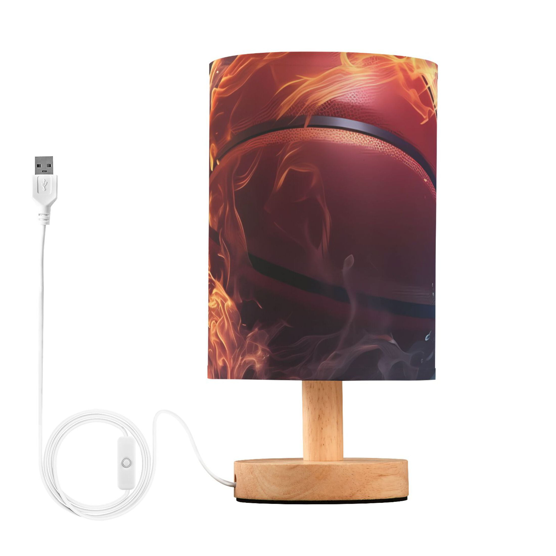 Basketball Cool Bedside Table Lamp LED Warm Lights with USB Charging ...