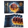Basketball Cotton Linen Placemats Set of 1, Fire and Water Lightning ...