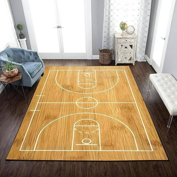 Basketball Court Area Rugs, Basketball Large Decorative Rug, With Anti ...