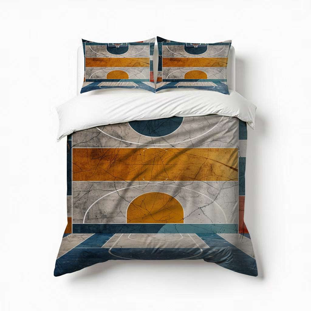 Basketball Court Art Bedding Set 3 Pcs Soft Microfiber Quilt Cover For ...