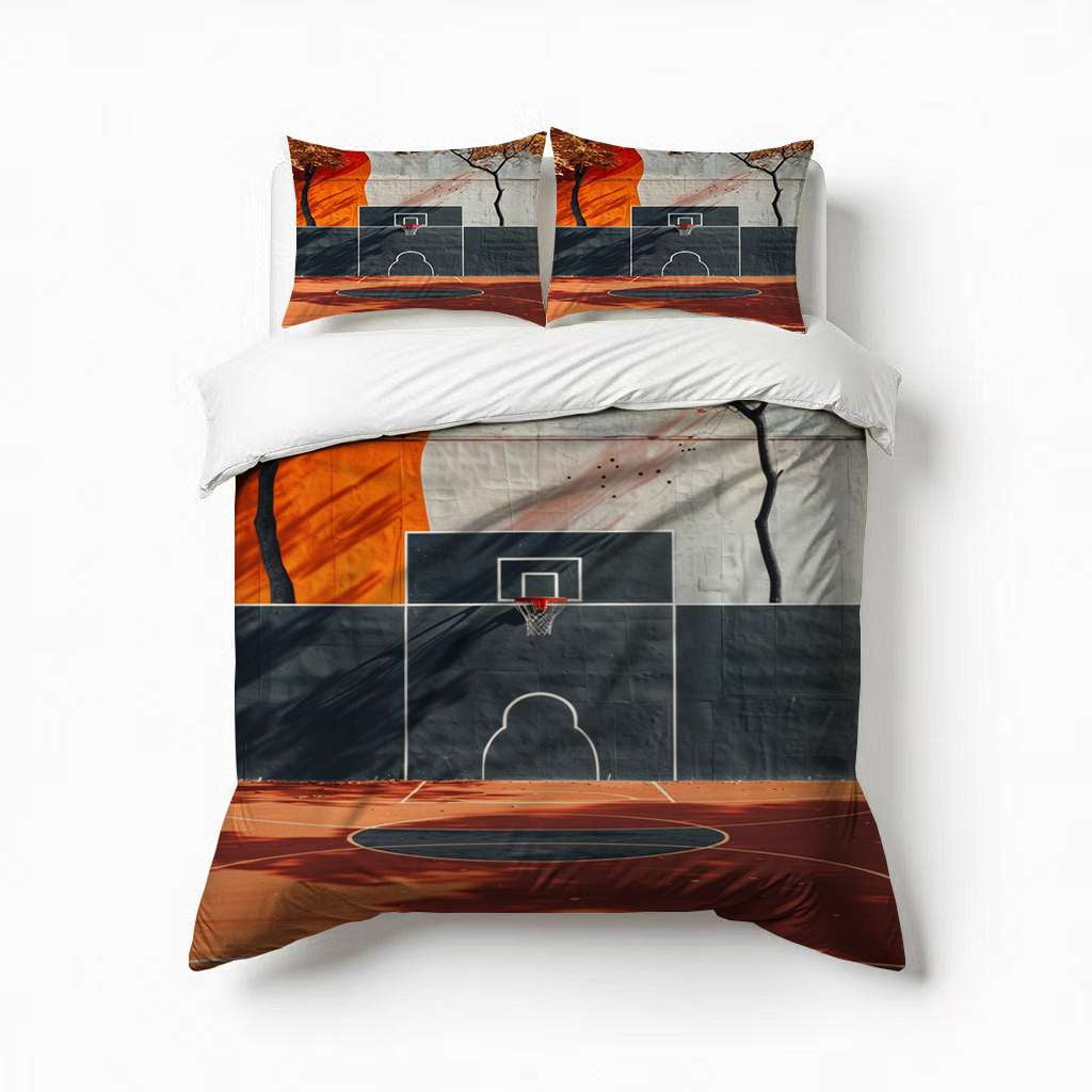 Basketball Court Art Bedding Set 3 Pcs Soft Microfiber Quilt Cover For ...