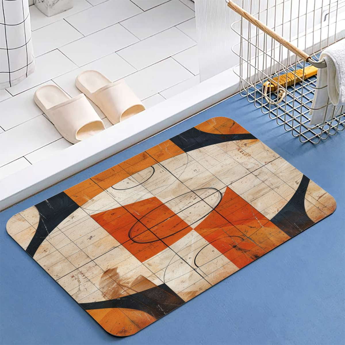 Basketball Court Art Diatomite Bath Mats Bathroom Absorbent Anti Slip ...