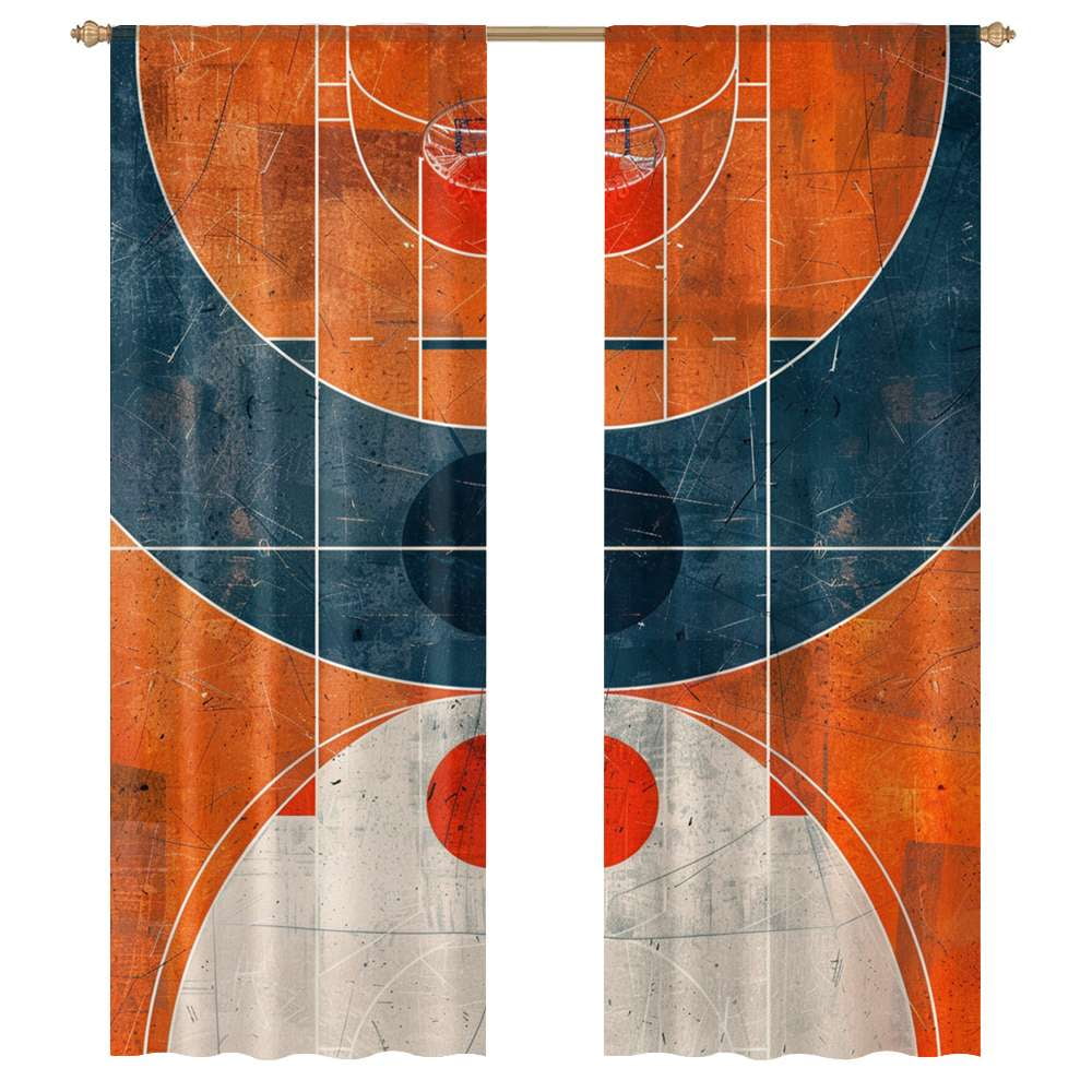 Basketball Court Art Modern Tulle Window Curtains for Living Room ...