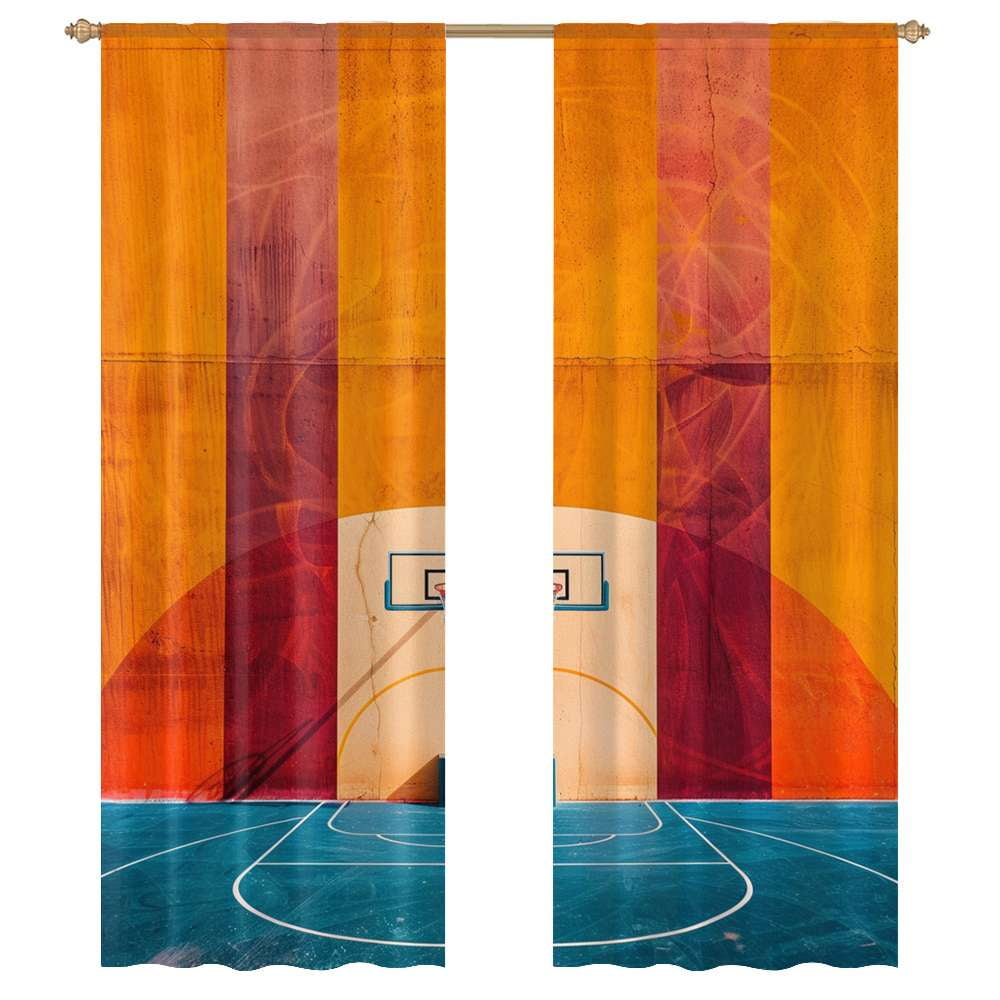 Basketball Court Art Modern Tulle Window Curtains for Living Room ...