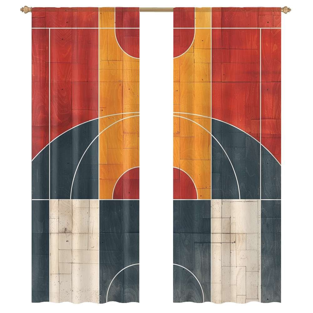 Basketball Court Art Modern Tulle Window Curtains for Living Room ...