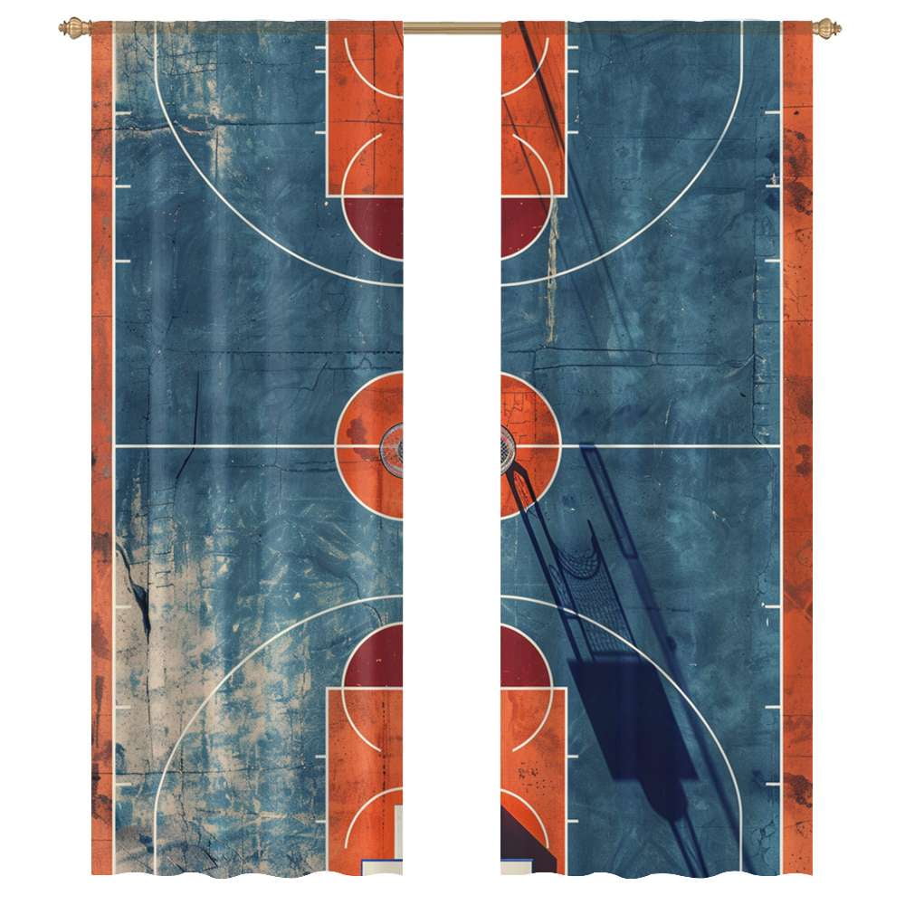 Basketball Court Art Modern Tulle Window Curtains for Living Room ...