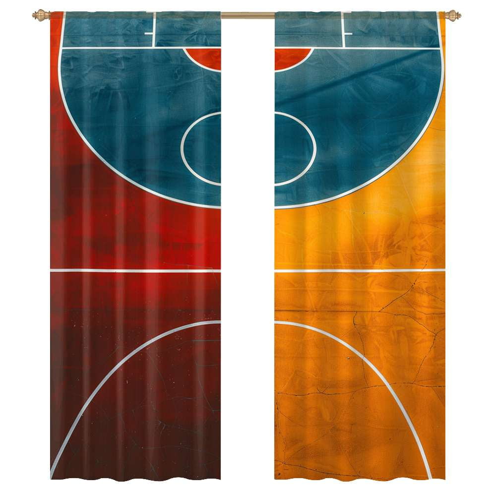 Basketball Court Art Modern Tulle Window Curtains for Living Room ...