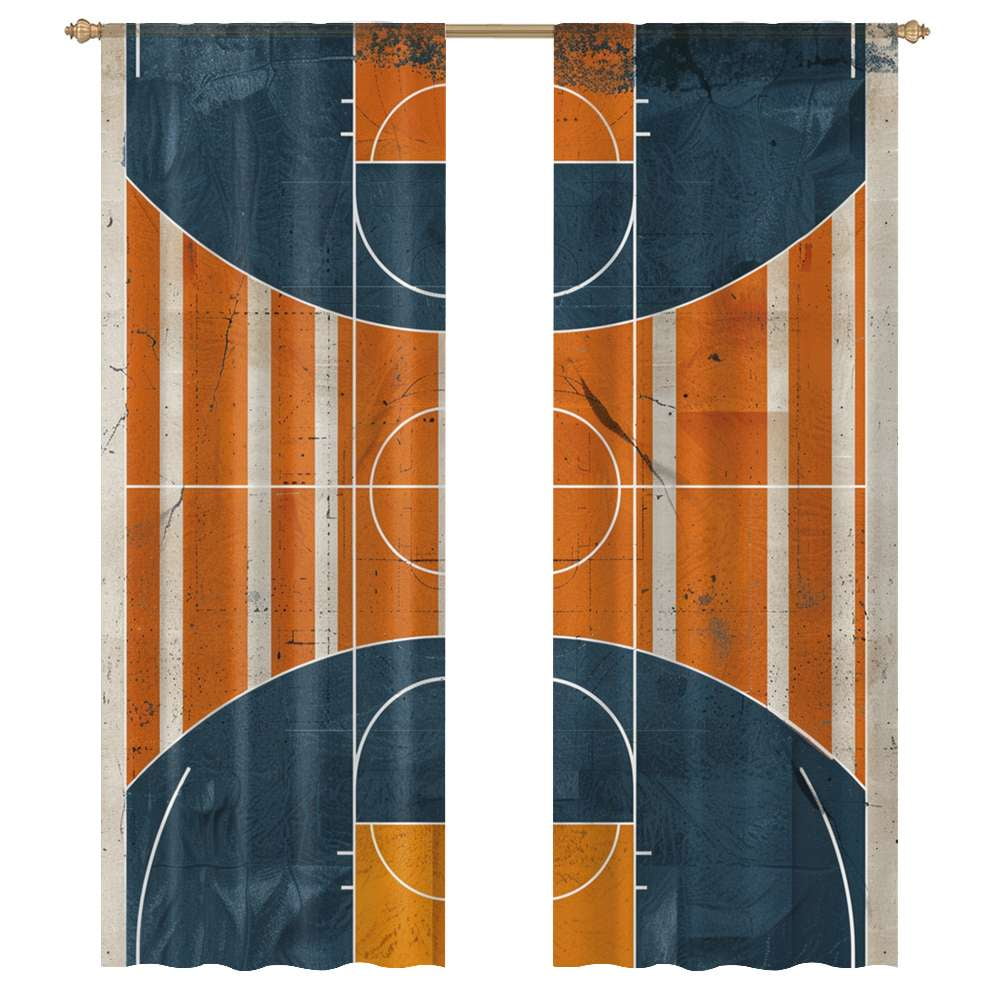 Basketball Court Art Modern Tulle Window Curtains for Living Room ...
