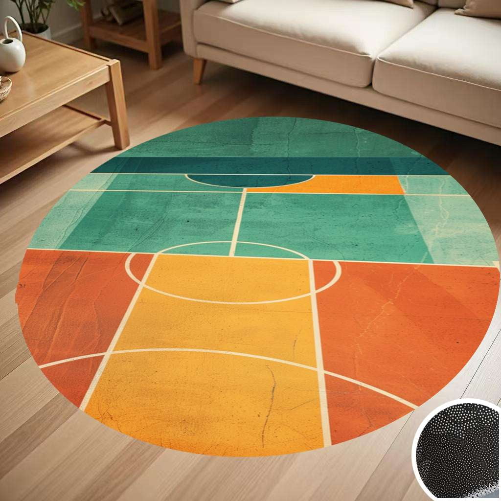 Basketball Court Art Round Carpet Living Room Bedroom Home Decoration ...