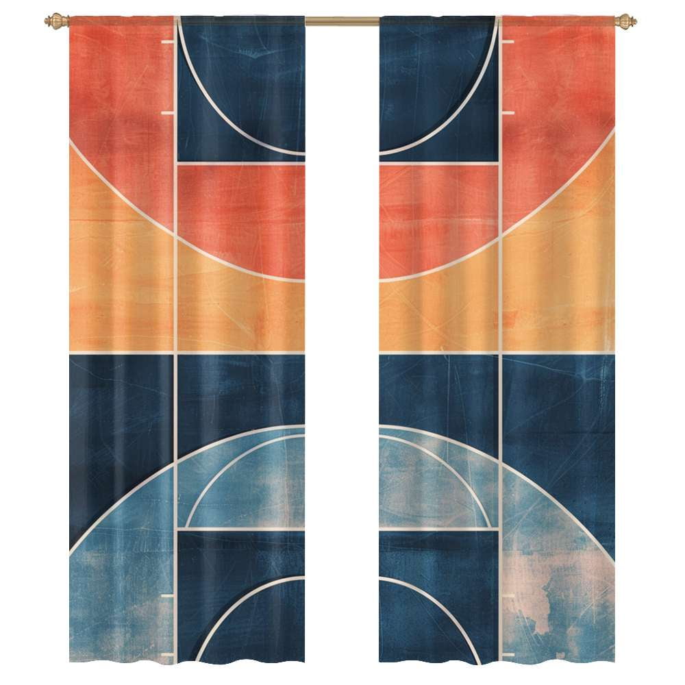 Basketball Court Art Sheer Window Curtains for Living Room Kitchen ...