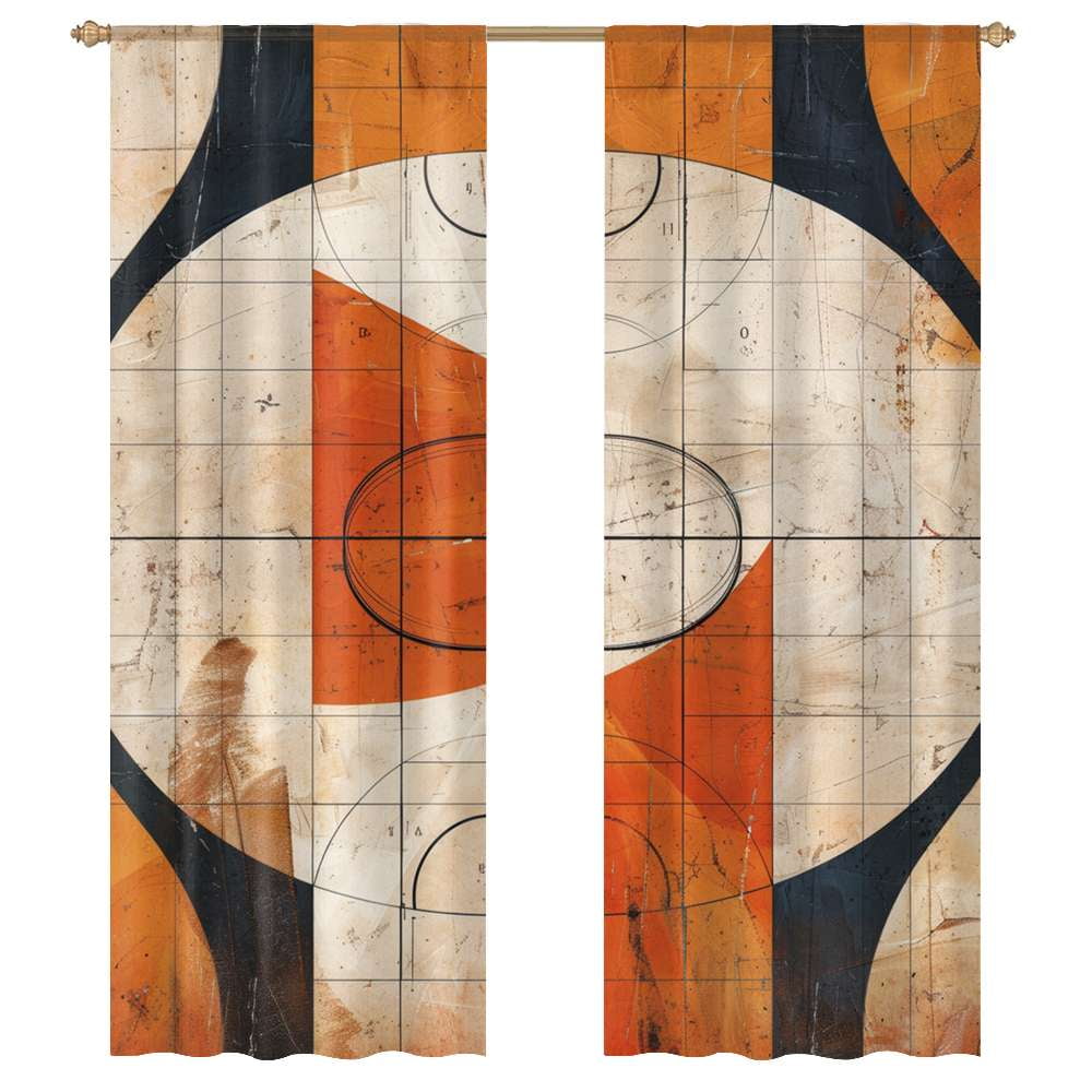 Basketball Court Art Sheer Window Curtains for Living Room Kitchen ...