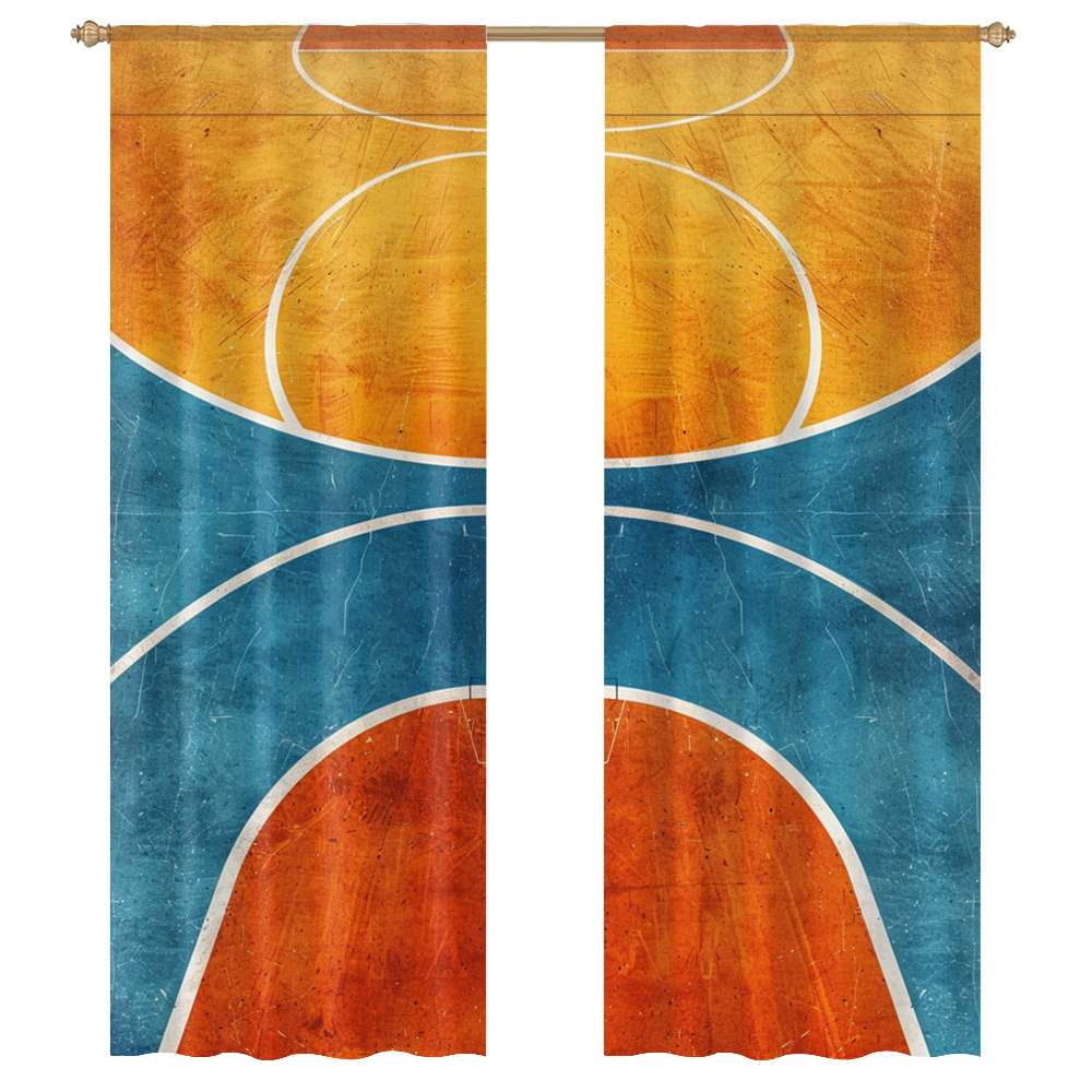 Basketball Court Art Tulle Curtains For Living Room Chiffon Sheer Voile ...