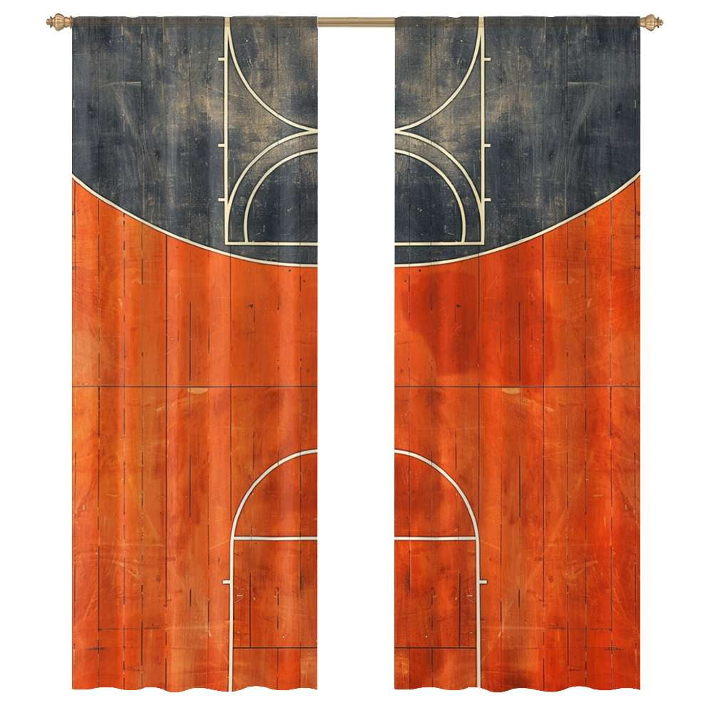 Basketball Court Art Tulle Curtains For Living Room Chiffon Sheer Voile ...