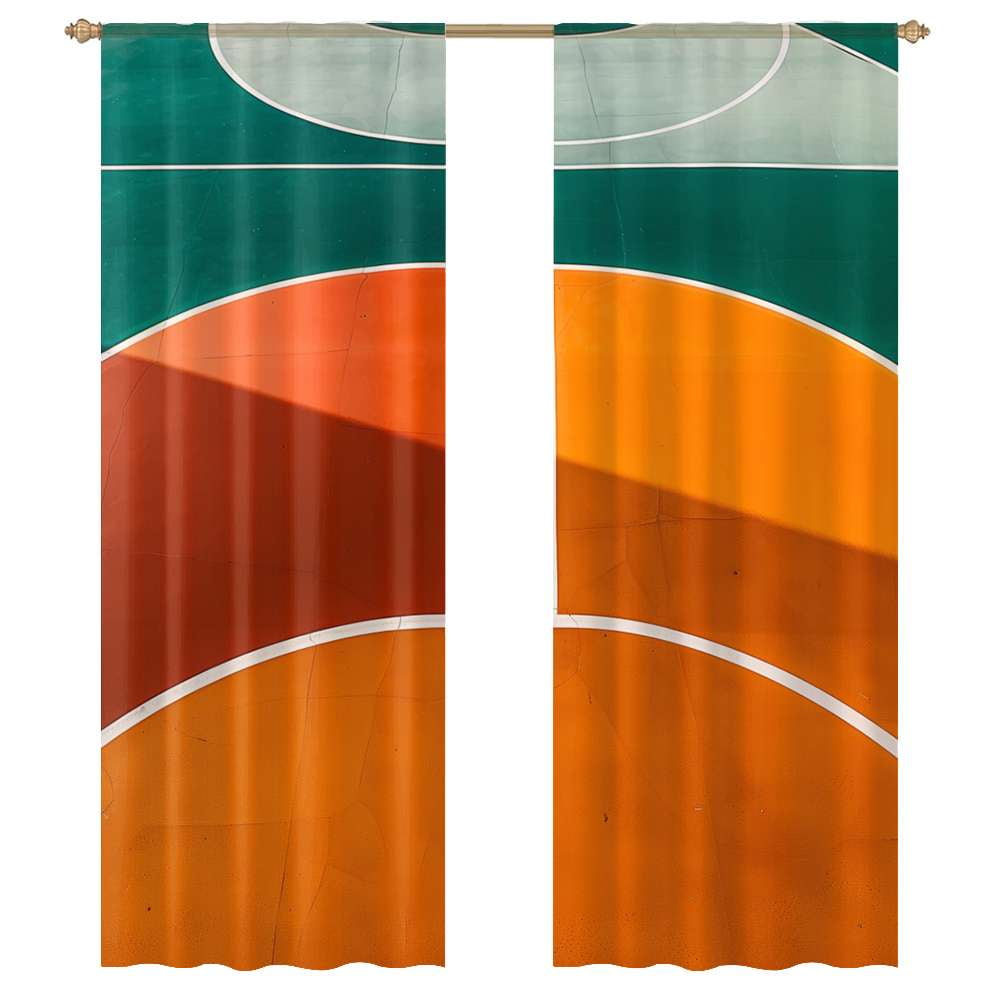 Basketball Court Art Tulle Curtains For Living Room Chiffon Sheer Voile ...