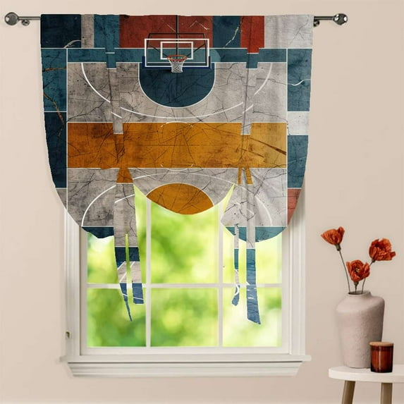 Basketball Court Art Window Curtain for Living Room Roman Curtain ...