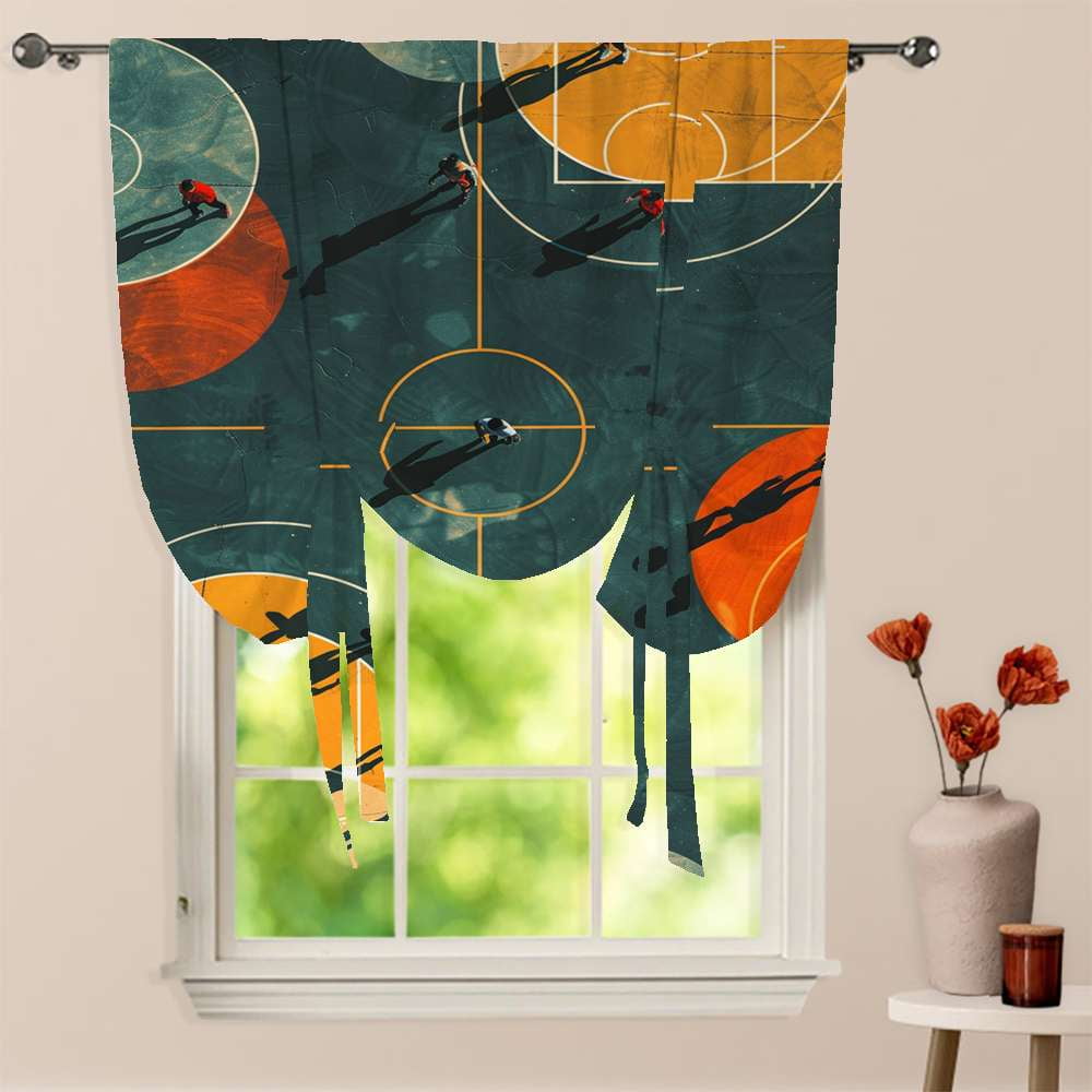 Basketball Court Art Window Curtain for Living Room Roman Curtain ...