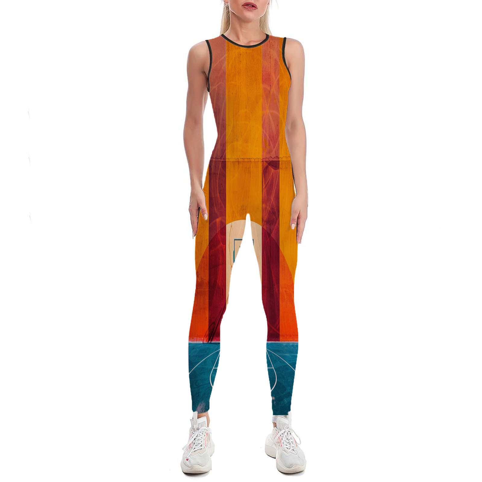 Basketball Court Art Women's One Piece Yoga Jumpsuits Leggings Playsuit ...