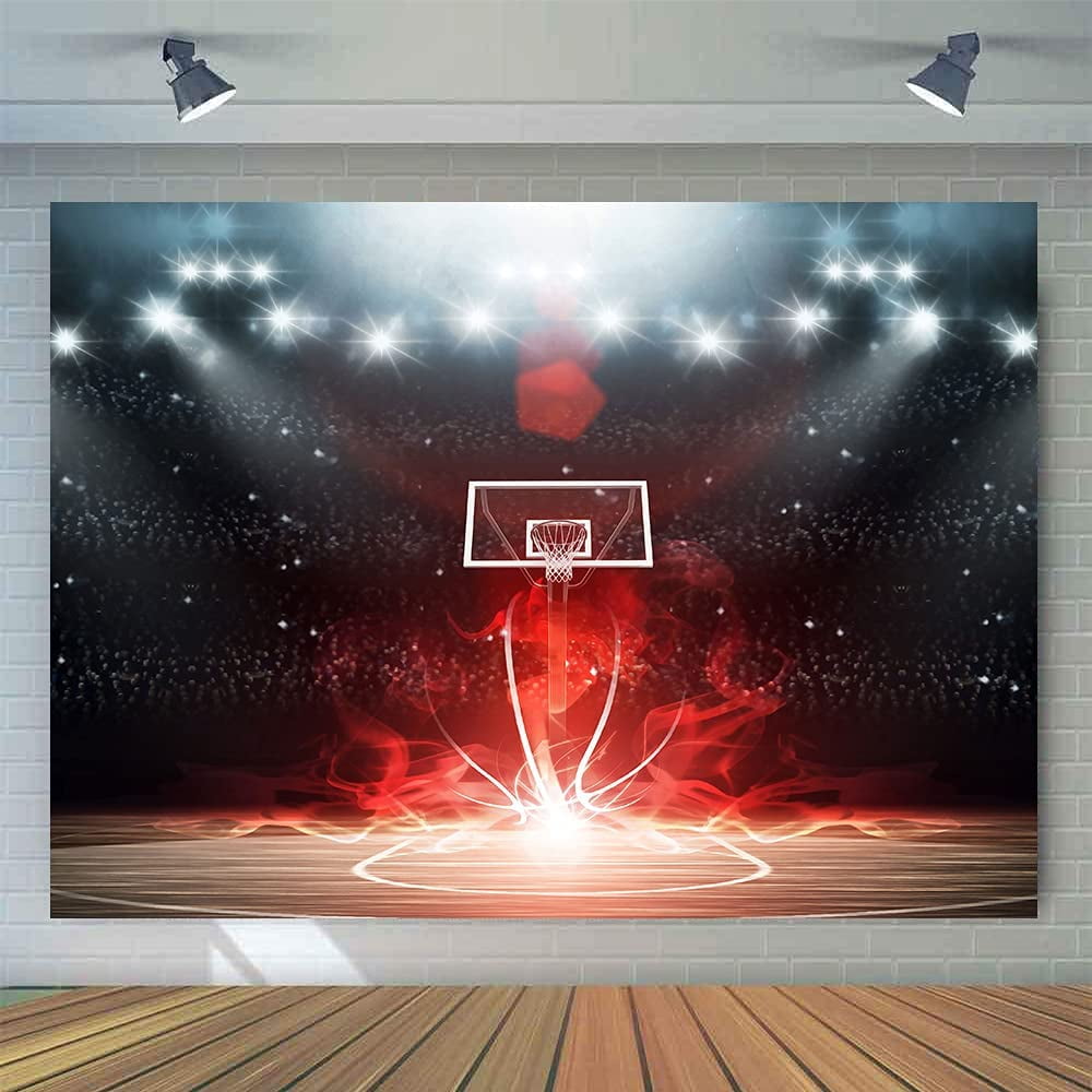 Basketball Court Backdrop Spotlight Crazy Basketball Field Stadium ...