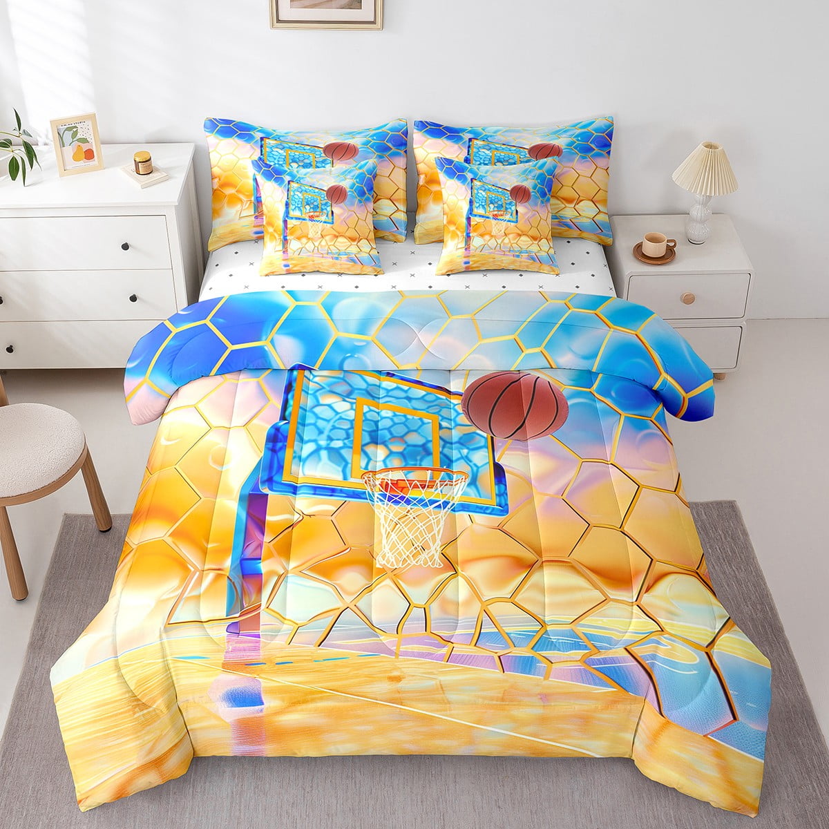 Basketball Court Bed in a Bag 7 Pieces Sports Themed Bedding Set ...
