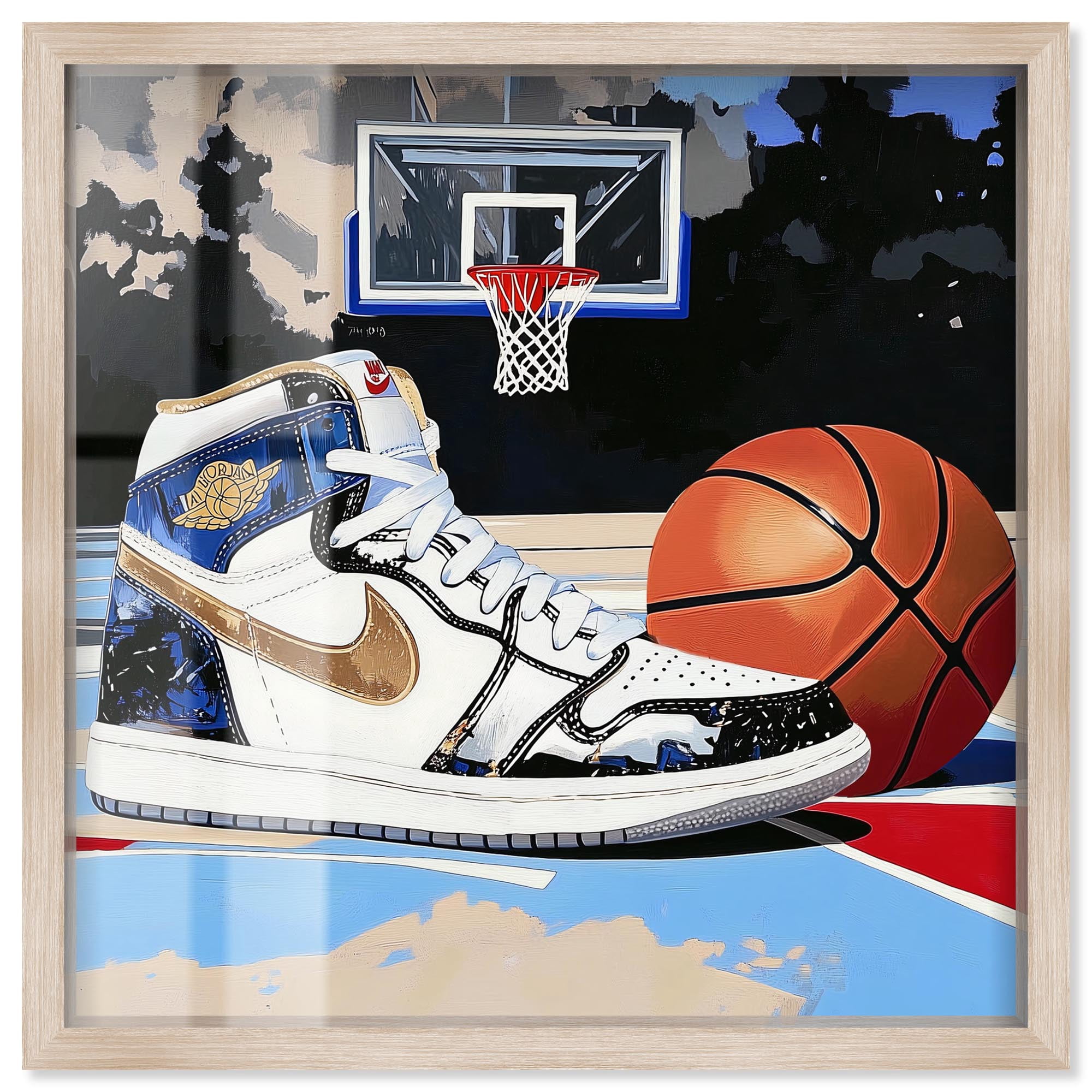 Basketball Court Blues Shadowbox Print Sneaker Wall Art by Art Remedy ...