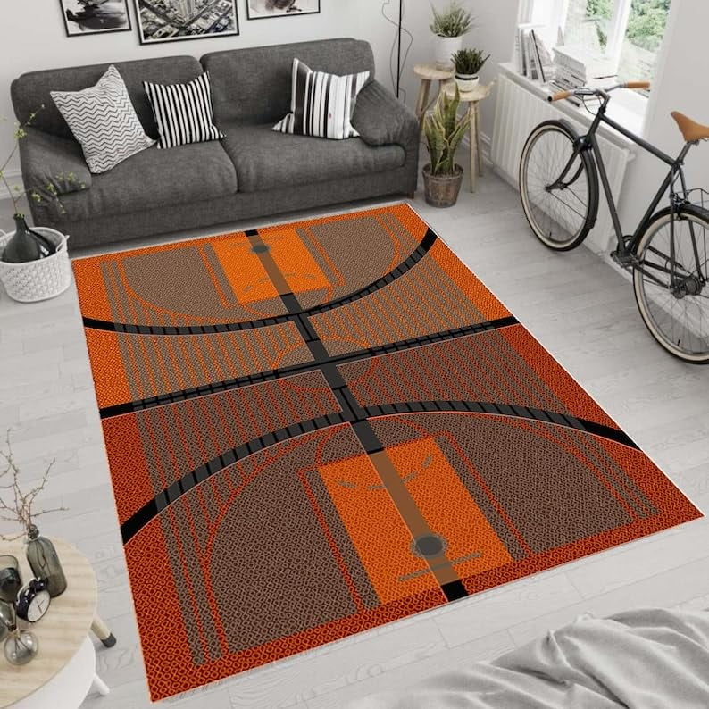 Basketball Court Carpet Black Sport Field Rug Ball Sport Area Rugs for ...