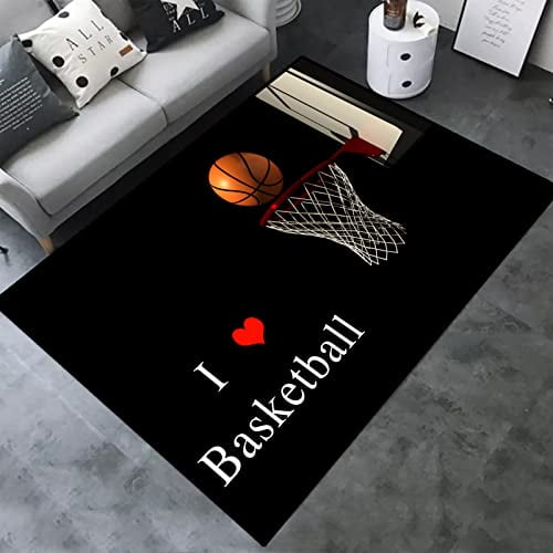 Basketball Court Carpet Black Sport Field Rug Ball Sport Area Rugs for ...