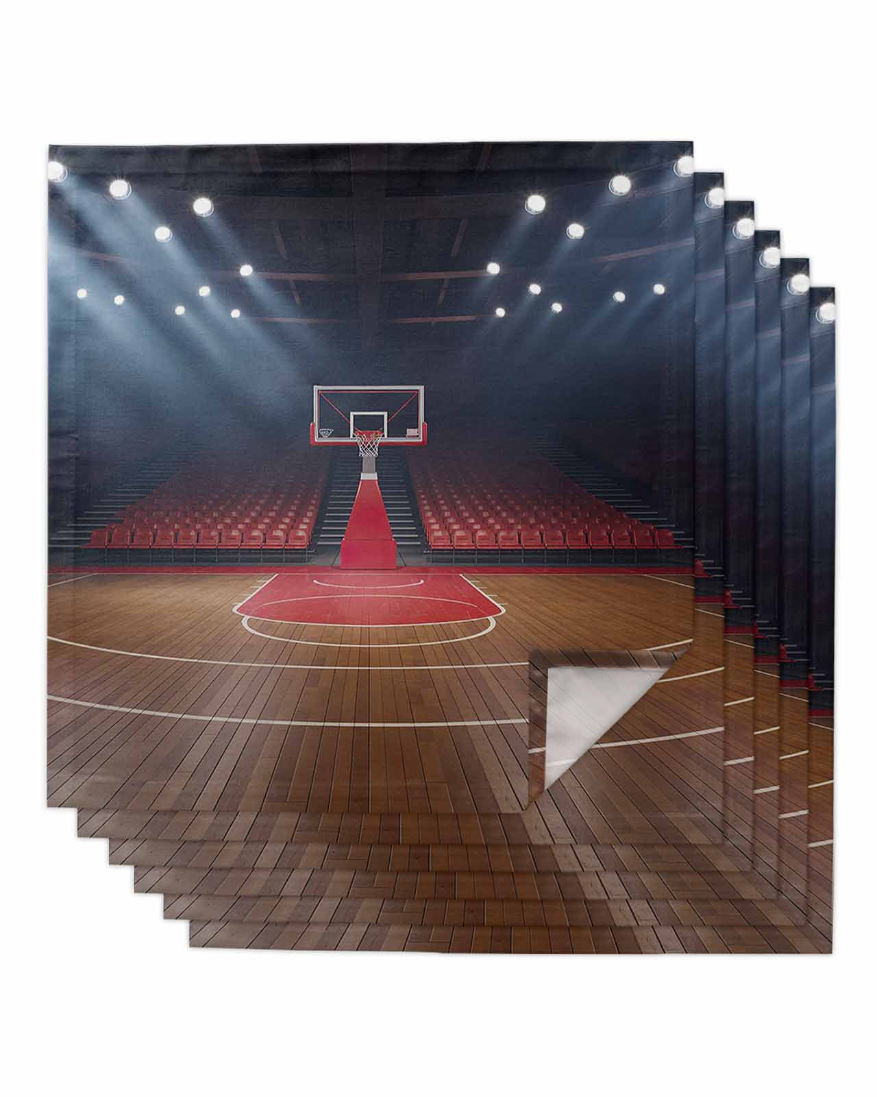 Basketball Court Cloth Napkins Set of 6 Reusable Dinner Napkins, Indoor ...