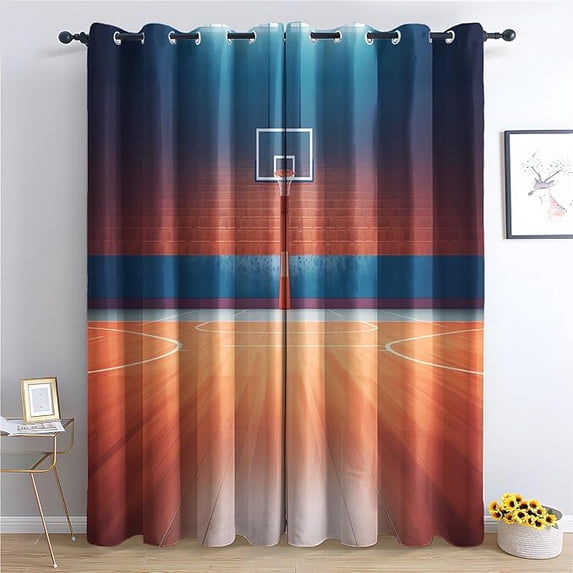 Basketball Court Curtains, Indoor Sports Scene Patterned Blackout ...