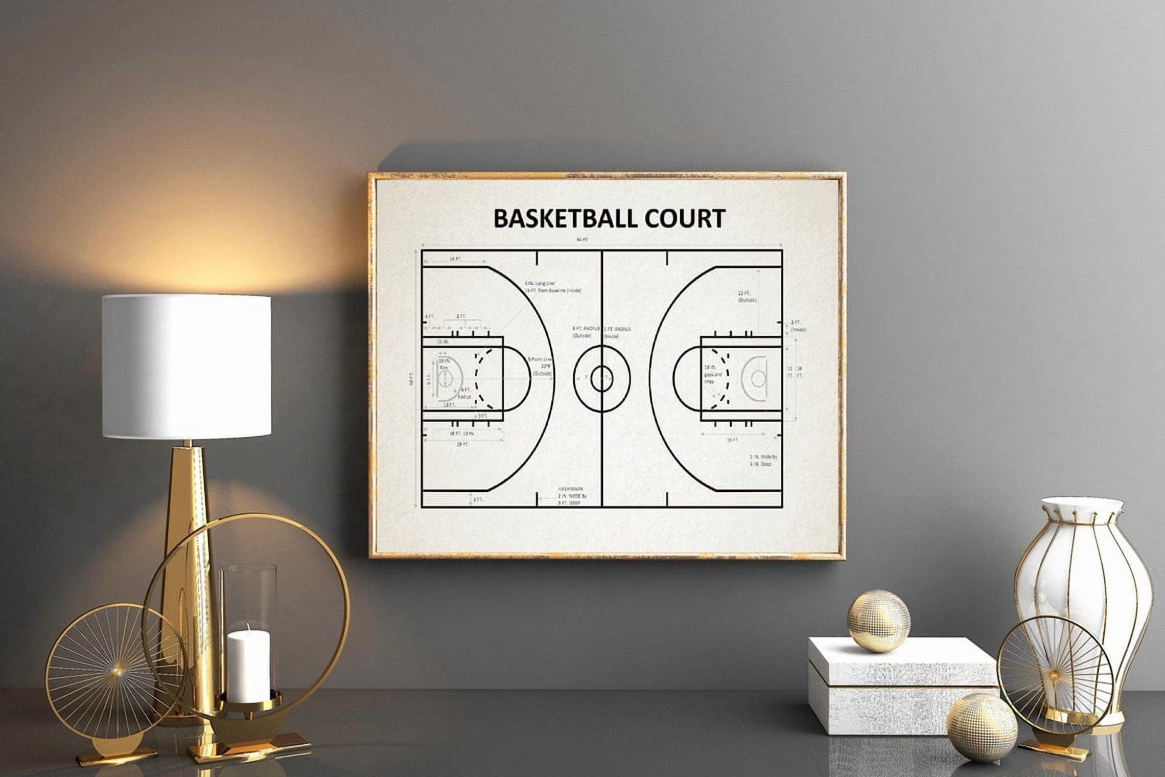 Basketball Court Diagram Unique Basketball Decor Swb1 For Living Room ...