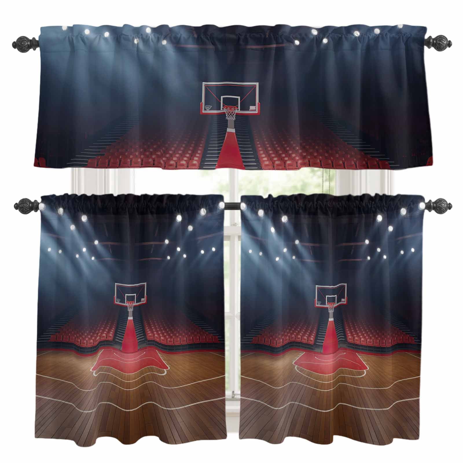 Basketball Court Kitchen Curtains Sets for Windows 24 Inch Length ...