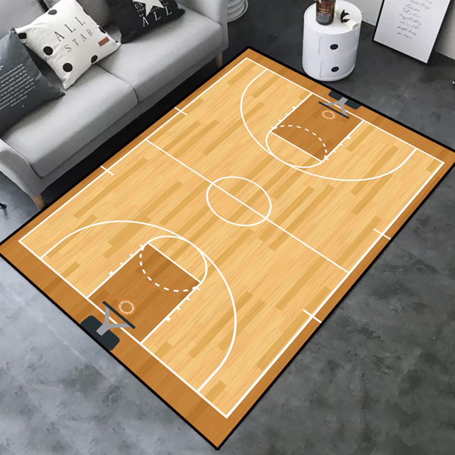 Basketball Court Large Area Rugs for Teen Boys Playroom Bedroom Carpet ...