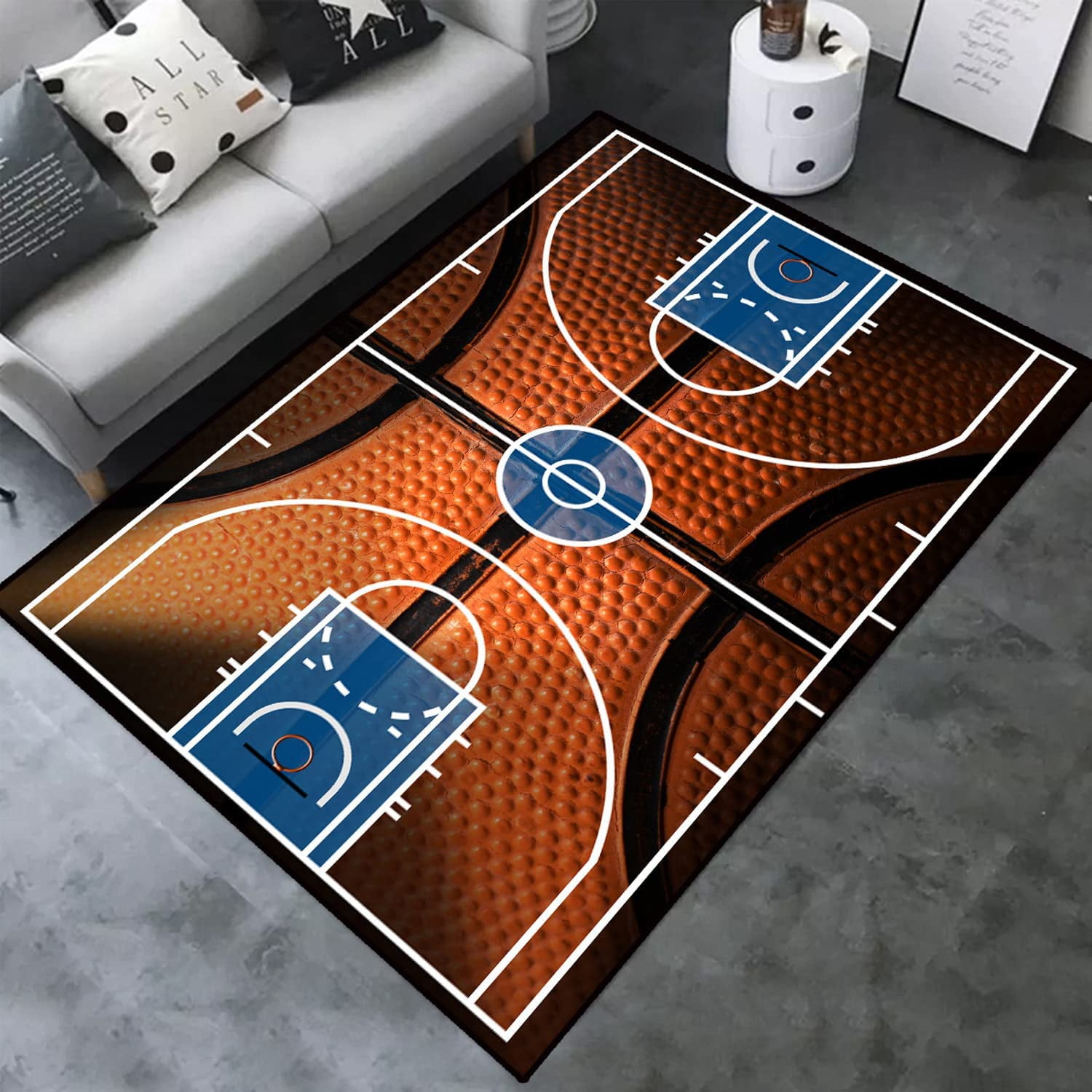 Basketball Court Large Area Rugs for Teen Boys Playroom Bedroom Carpet ...