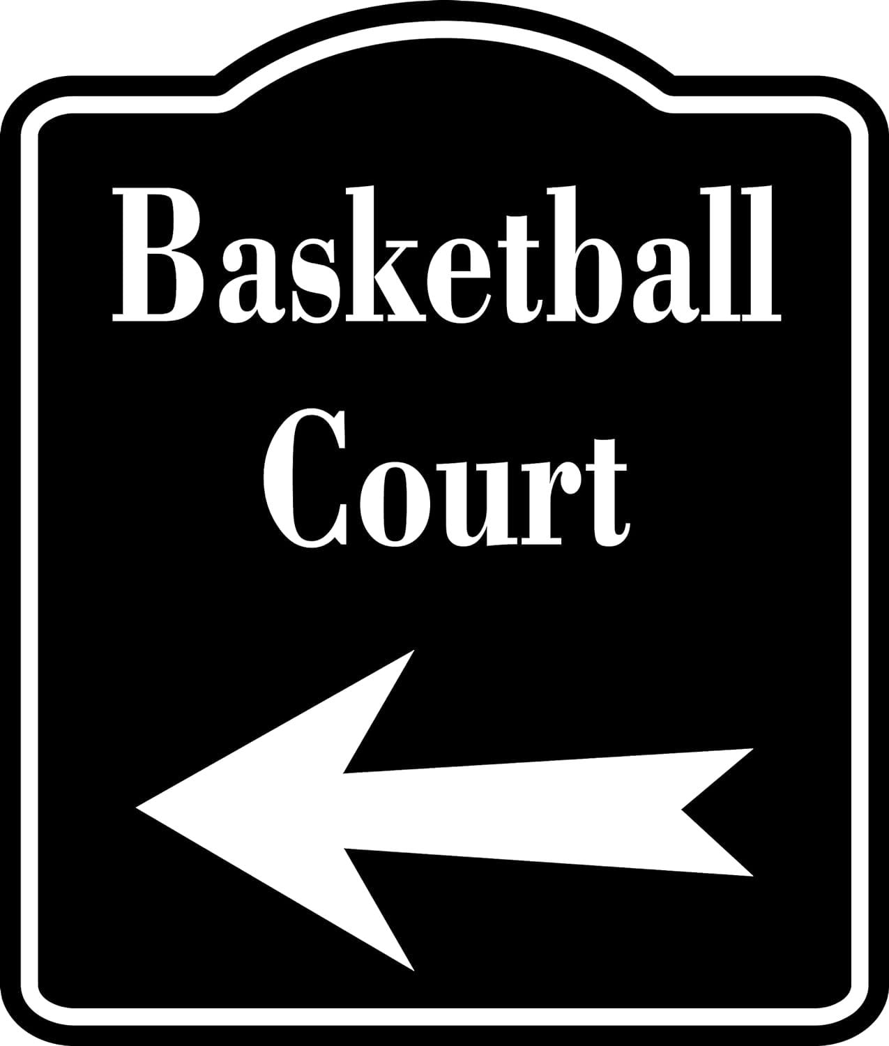 Basketball Court Left Arrow BLACK Aluminum Composite Sign, 20"24 ...