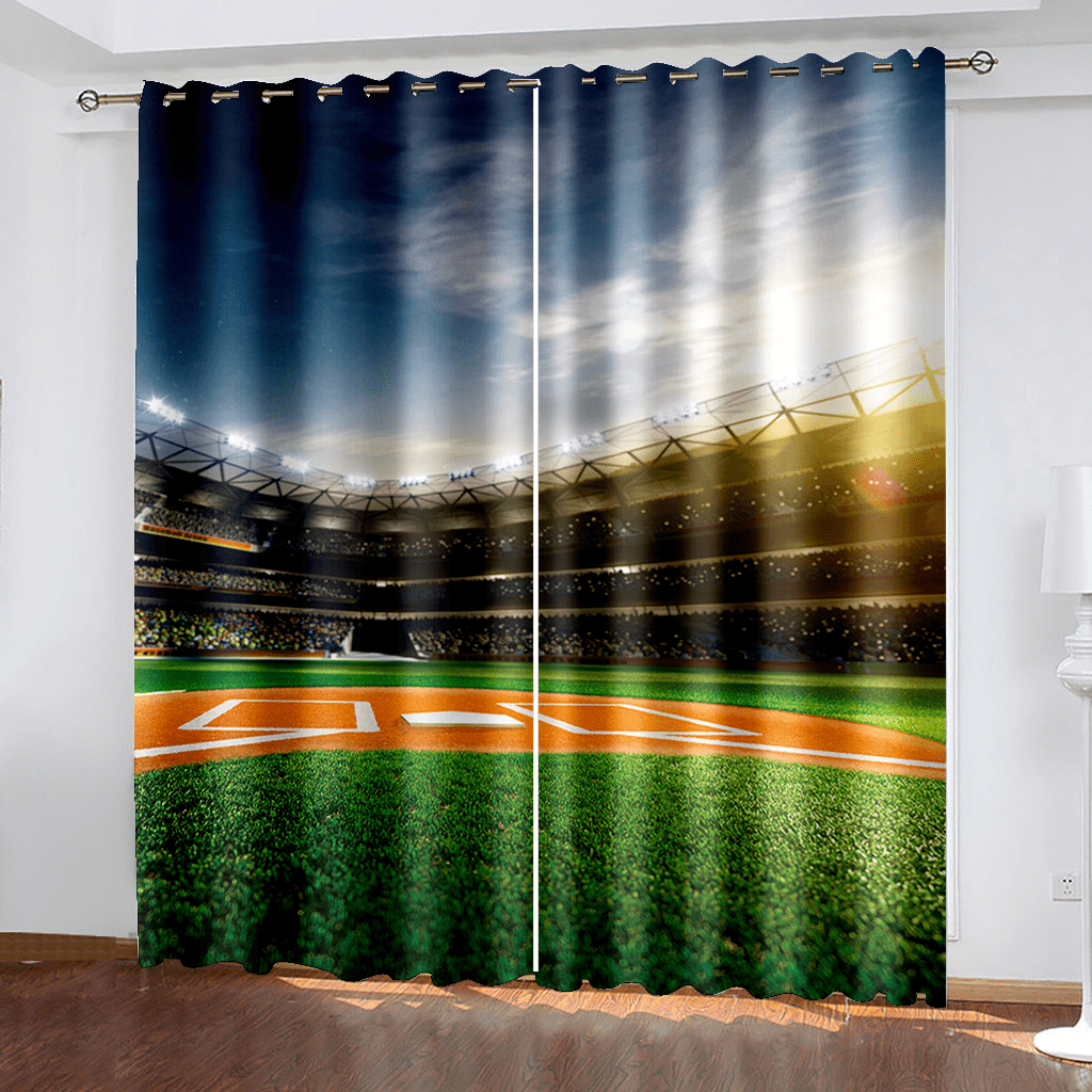 Basketball Court Polyester Curtains Sport Theme Ball Stadium Drapes r ...