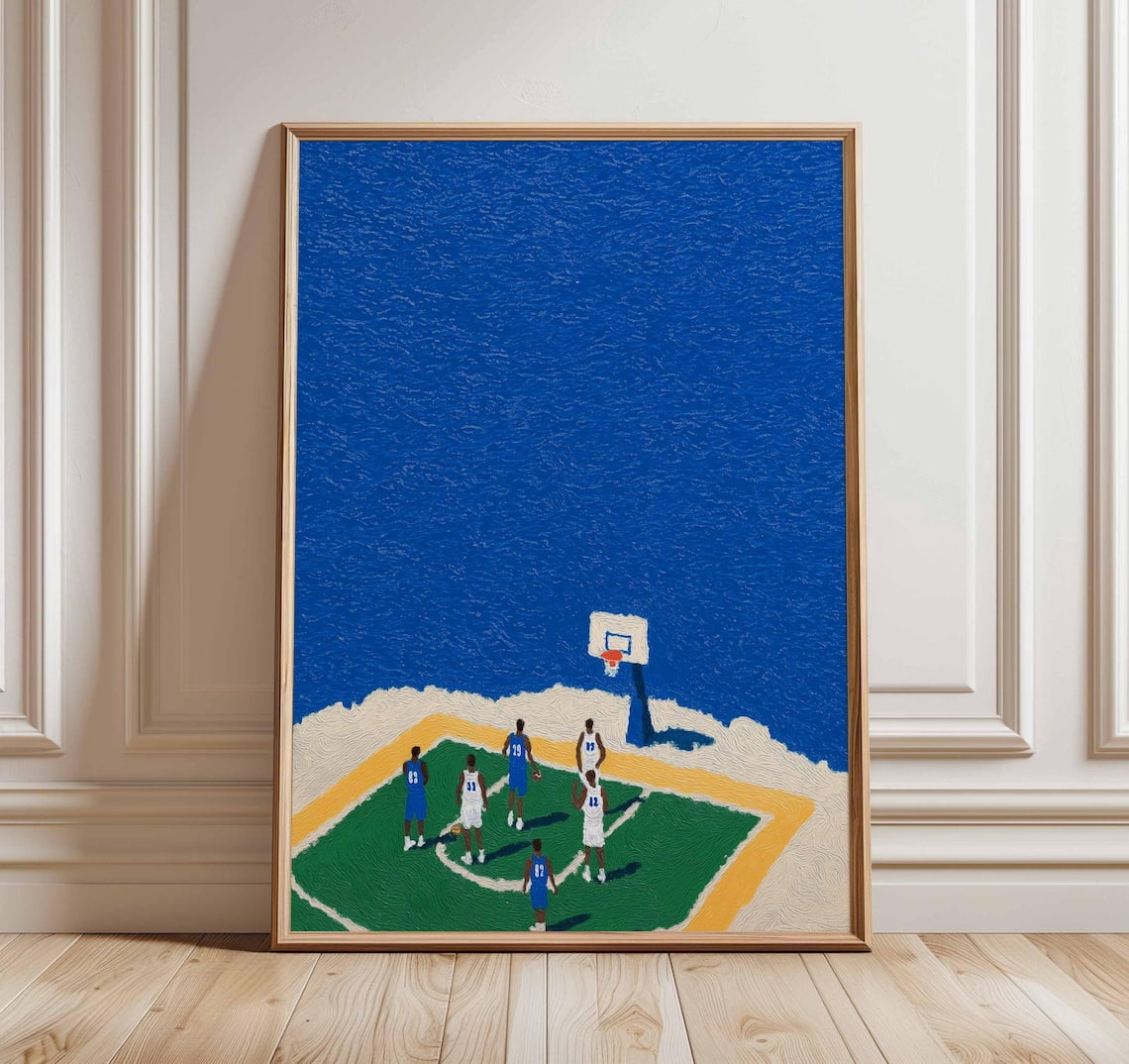 Basketball Court Poster Minimalist Sports Wall Art Modern Game Art ...