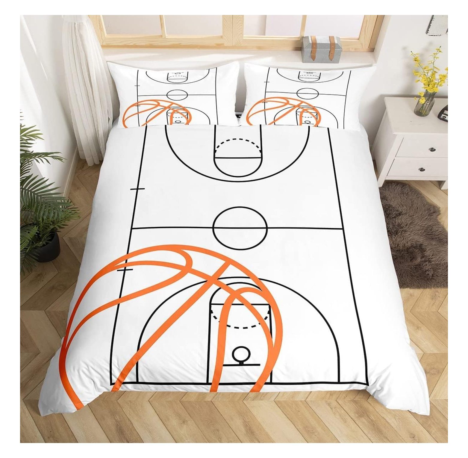 Basketball Court Print Bedding Set King Size for Woman Men,Basketball ...
