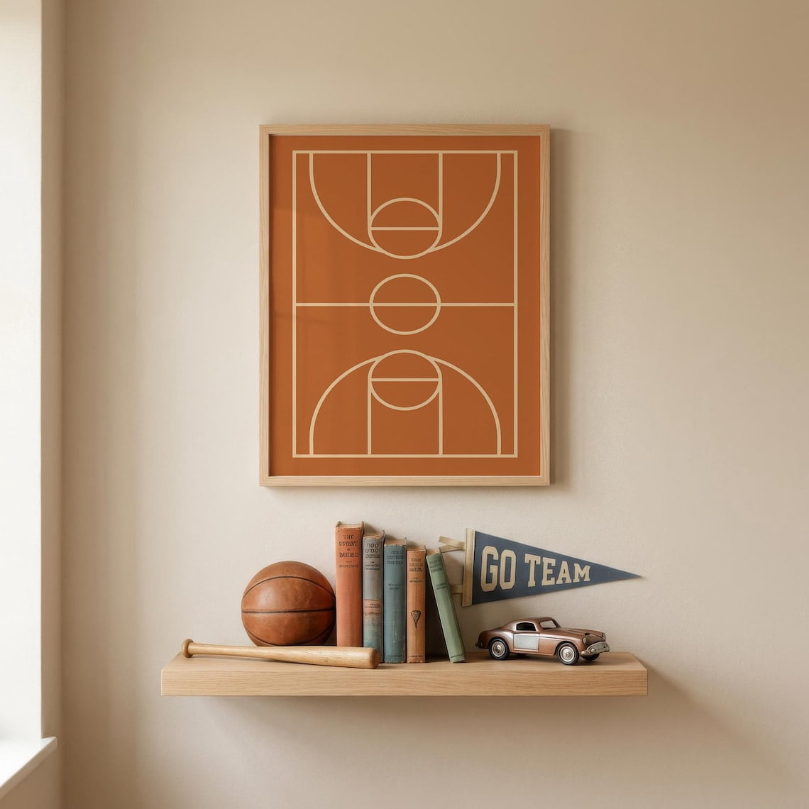 Basketball Court Print Nursery, Retro Sports Wall Art, Unframed Paper ...